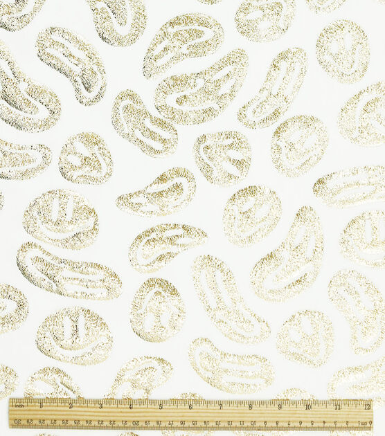 Gold Metallic Smiley Faces Pure Plush Fleece Fabric Joann