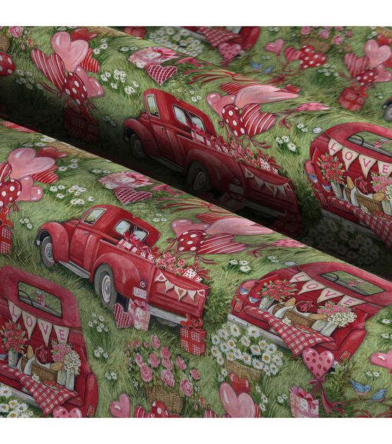 Susan Winget Red Truck Valentines Day Cotton Fabric Joann