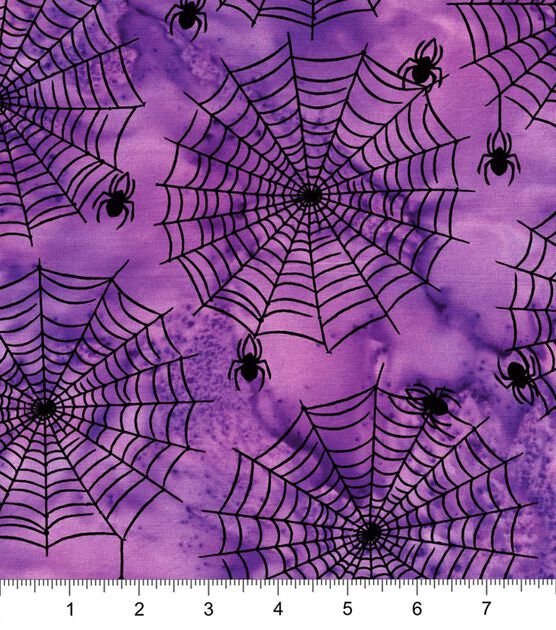 Spiderwebs On Purple Halloween Batik Cotton Fabric Joann