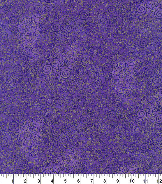 Hi Fashion Purple Swirls Premium Metallic Cotton Fabric Joann