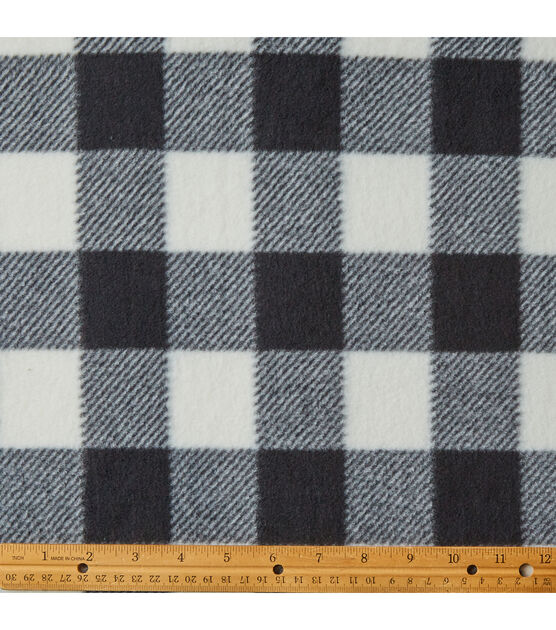 Eddie Bauer Black And White Buffalo Checks Anti Pill Fleece Fabric Joann