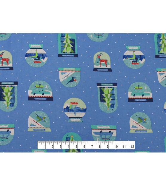 Snow Globes And Dots On Blue Super Snuggle Christmas Flannel Fabric Joann