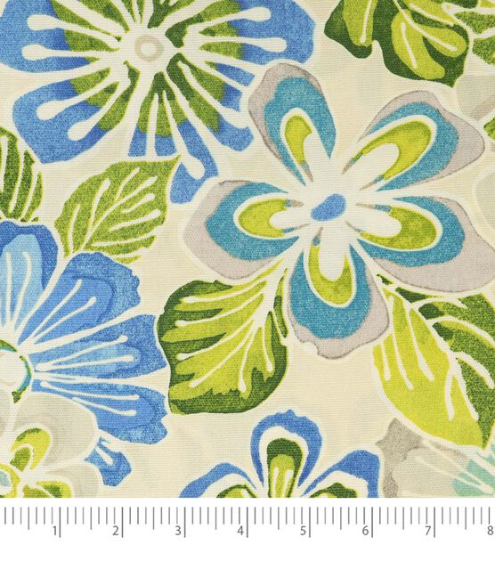Stitch And Sparkle Floral On Azure Duck Cotton Canvas Fabric Joann