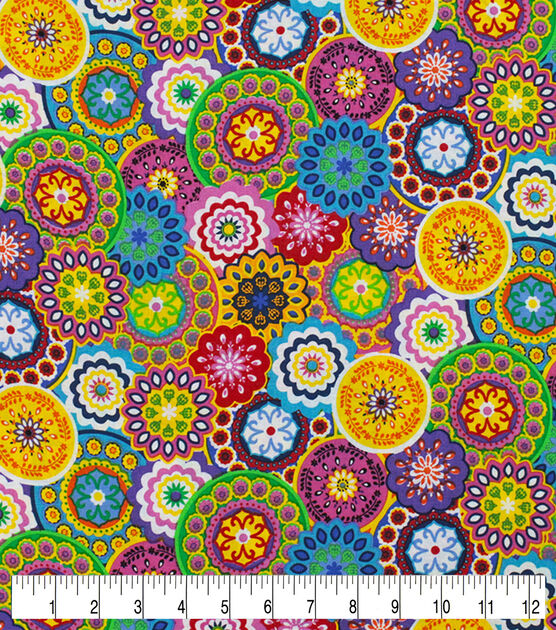 Bright Packed Circle Geometrics Quilt Cotton Fabric By Keepsake Calico
