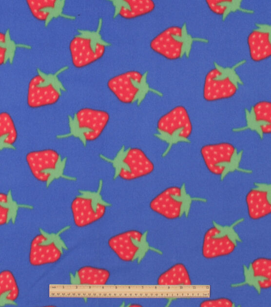 Strawberries On Blue Blizzard Fleece Fabric Joann