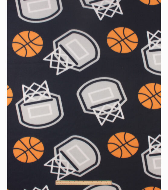 48 Wide Basketball On Black No Sew Fleece Blanket By Happy Value Joann