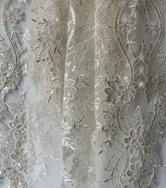 Bridal Mesh Sequin Fabric Floral Embroidery Joann