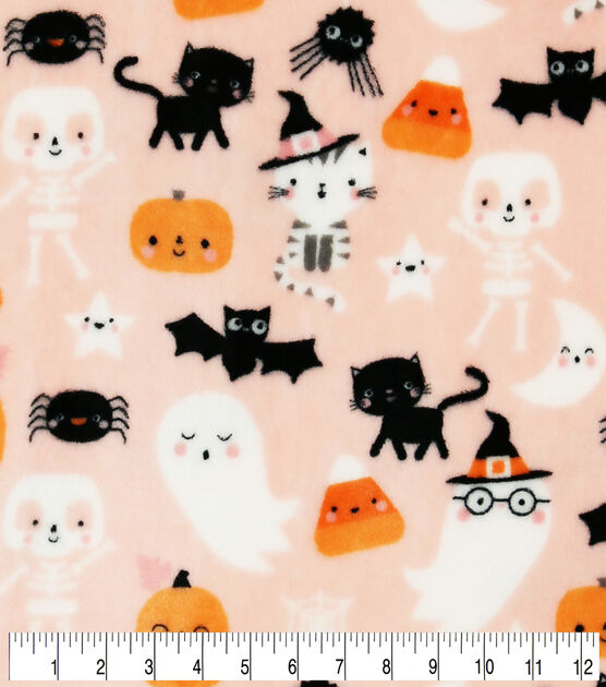 Halloween Icons On Pink Sew Lush Fleece Fabric Joann