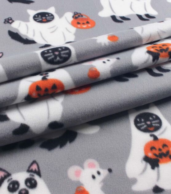 Ghost Cats On Gray Blizzard Fleece Fabric Joann