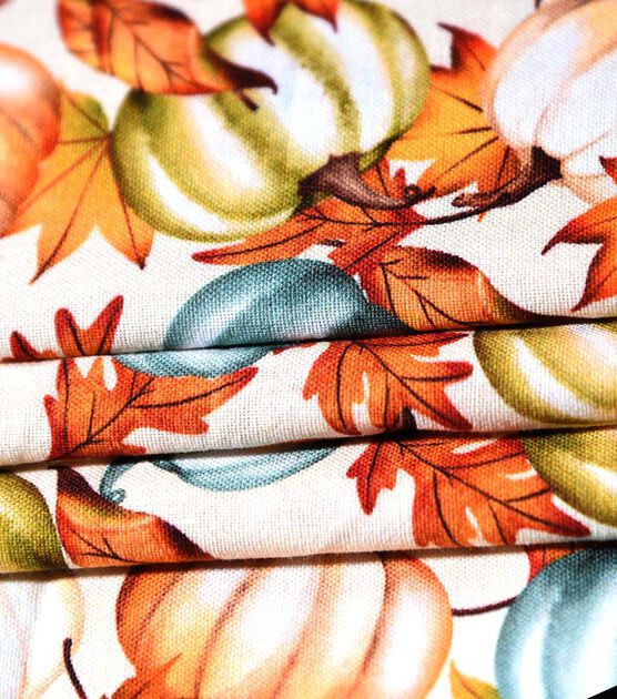Pumpkins And Leaves On Cream Fall Cotton Fabric Joann