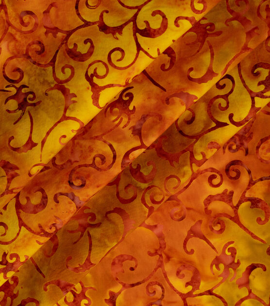 Orange And Yellow Scroll Batik Cotton Fabric Joann