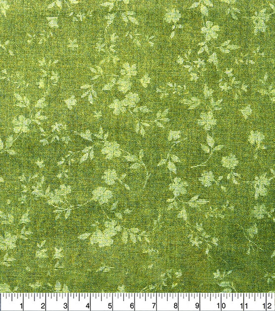 18 X 21 Sage Tonal Floral Cotton Fabric Quarter 1pc By Keepsake