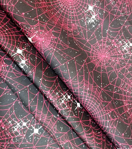 Red Webs On Black Glitter Cotton Fabric Joann