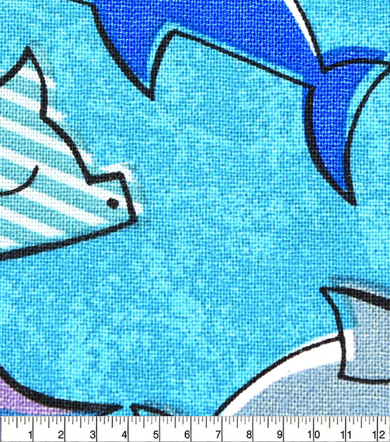 18 X 21 Sharks On Blue Novelty Cotton Fabric Quarter 1pc Joann