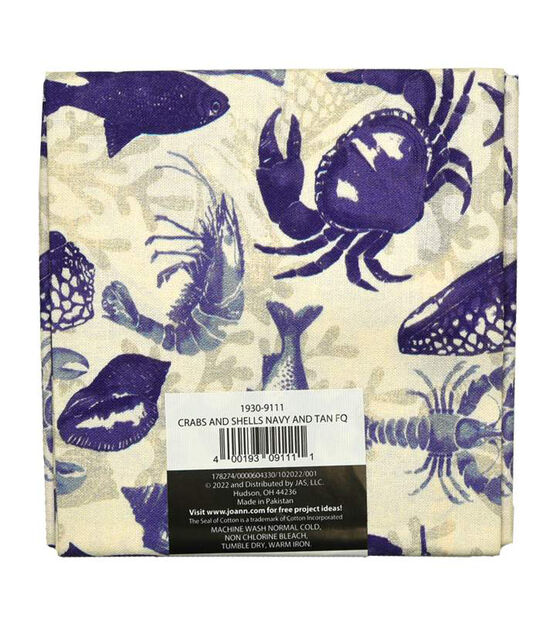 Crabs And Shells Navy And Tan Cotton Fabric Quarter Joann