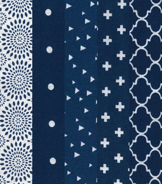18 X 21 Floral On Navy Cotton Fabric Quarters 5ct By Keepsake Calico