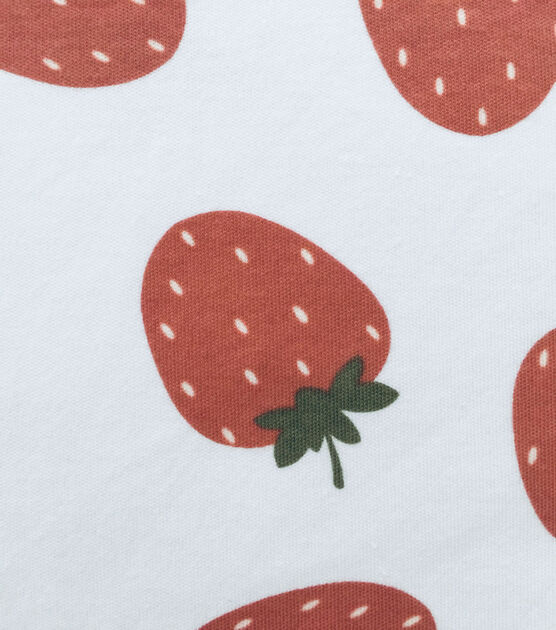 Strawberries On White Interlock Knit Fabric By Pop Joann