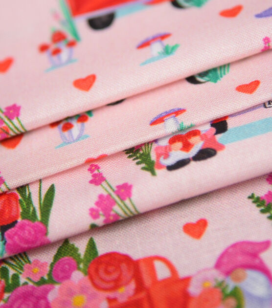 I Luv U Gnomes Valentines Day Cotton Fabric Joann