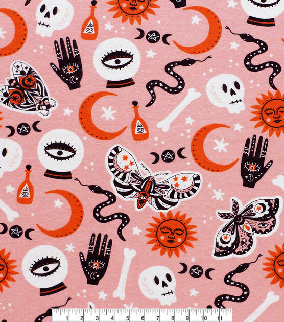 Super Snuggle Spooky Pink Icons Flannel Fabric Joann