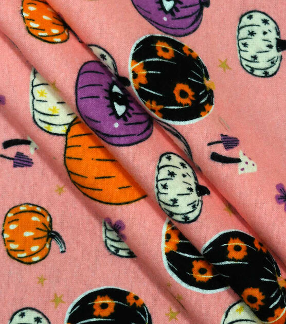Printed Pumpkins On Pink Super Snuggle Flannel Fabric Joann