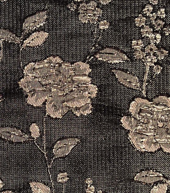 Floral On Black Metallic Jacquard Fabric Joann