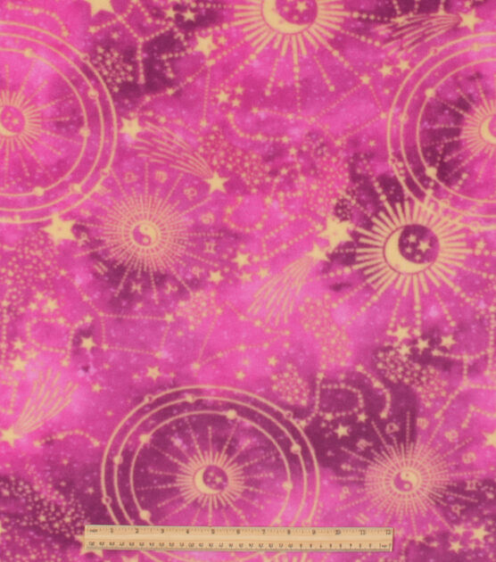 Celestial Zodiac On Pink Anti Pill Fleece Fabric Joann