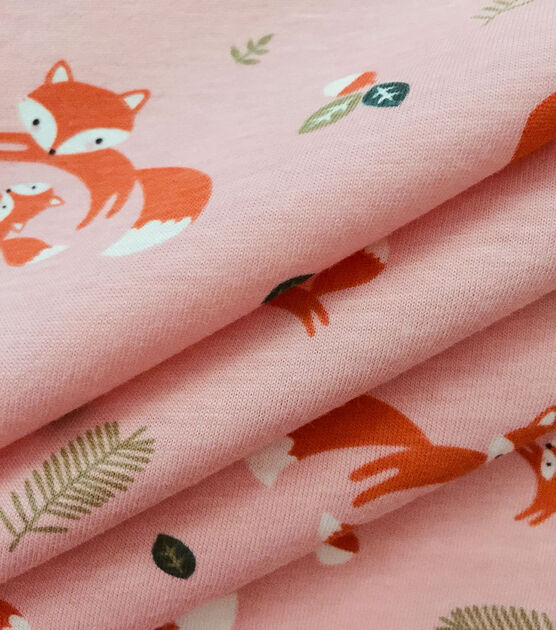 Foxes On Light Pink Jersey Knit By Pop Joann