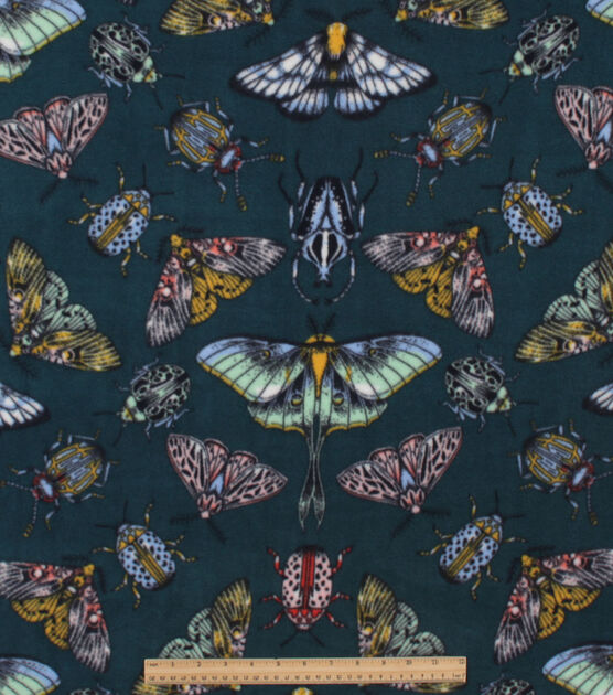 Moths On Green Anti Pill Plush Fleece Fabric Joann