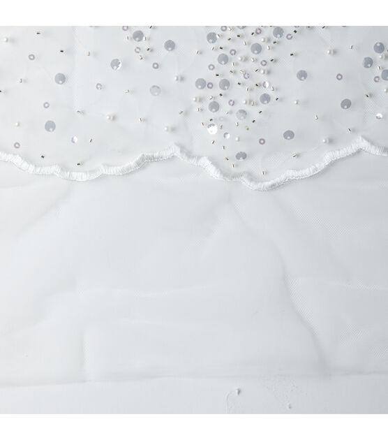 Badgley Mischka White Floral Beaded Mesh Fabric Joann