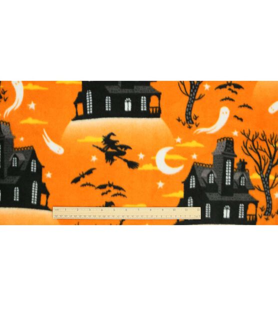 Boo Haunted Landscape On Orange Halloween Anti Pill Plush Fleece