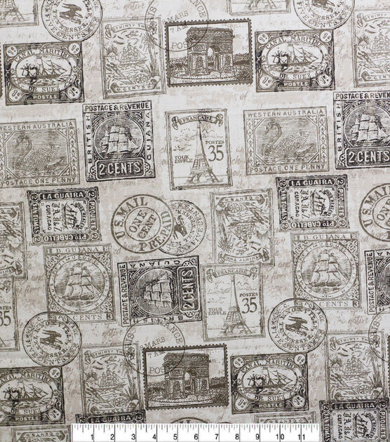 Beige Eifel Postage Cotton Canvas Fabric Joann