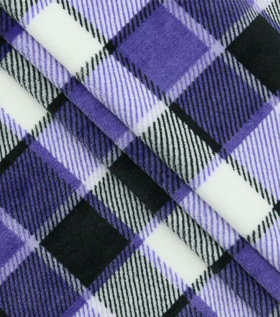Purple And Black Plaid Sew Lush Fleece Fabric Joann