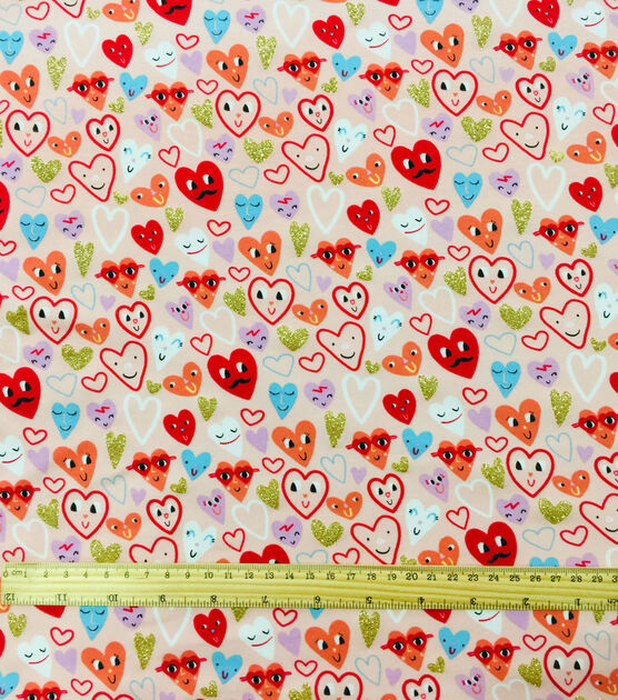 Pink All Over Hearts Foil Cotton Interlock Knit Fabric By Pop Joann