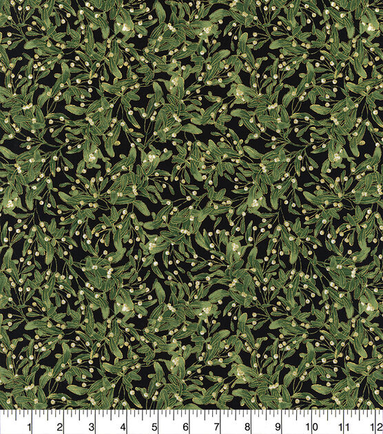 Hi Fashion Spice Holly on Black Christmas Metallic Cotton Fabric | JOANN Hi Fashion Spice Holly on Black Christmas Metallic Cotton Fabric | JOANN