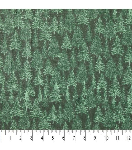 Green Trees Christmas Glitter Cotton Fabric Joann