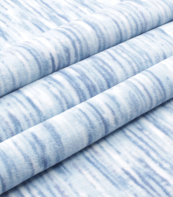 Blue Streaks On White Anti Pill Fleece Fabric Joann