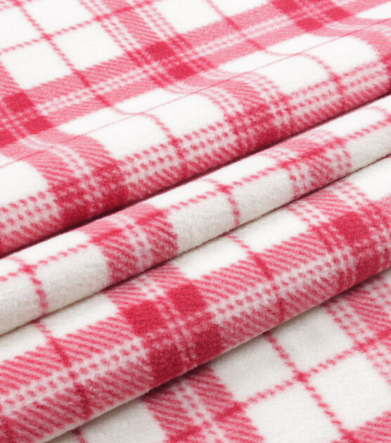 Cream And Red Plaid Anti Pill Fleece Fabric Joann