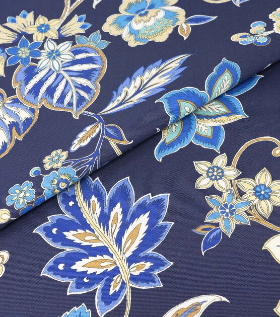 Stitch And Sparkle Jacobean On Blue Duck Cotton Canvas Fabric Joann