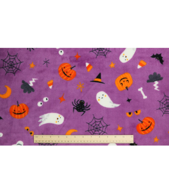 Pop Halloween Icons On Purple Sew Lush Fleece Fabric Joann