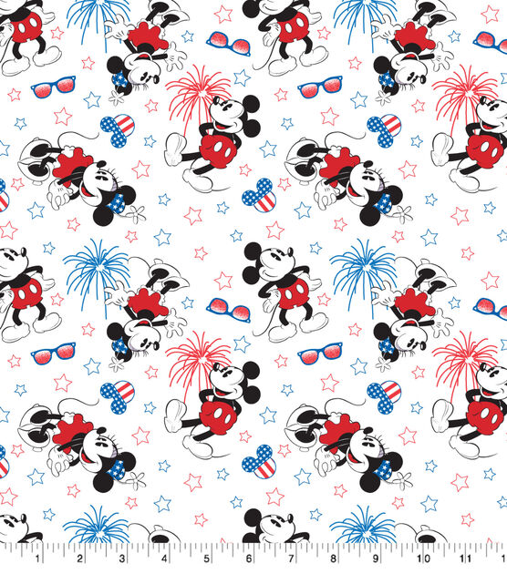 Disney Mickey Minnie Classic Fireworks On White Cotton Fabric Joann