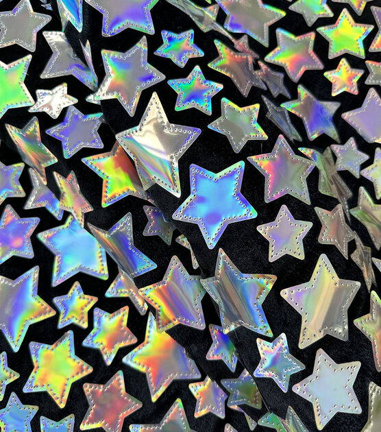 Holographic Applique Stars On Black Velvet Fabric By Glitterbug Joann