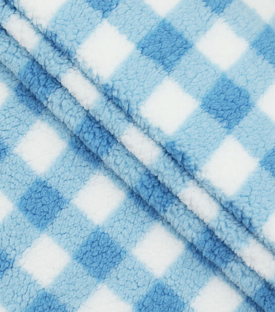Spring Blue And White Gingham Sherpa Fleece Fabric Joann