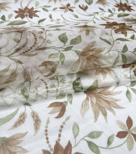 Sage Floral Print On Cream Organza Fabric By Casa Collection Joann