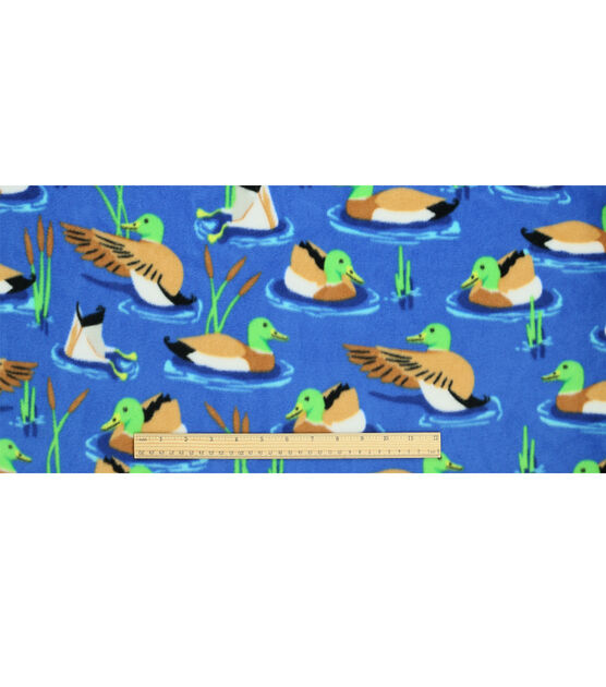 Mallards In Water On Blue Anti Pill Plush Fleece Fabric Joann