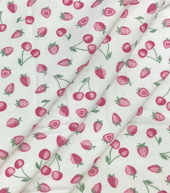 Strawberries And Cherries On White Nursery Flannel Fabric Joann