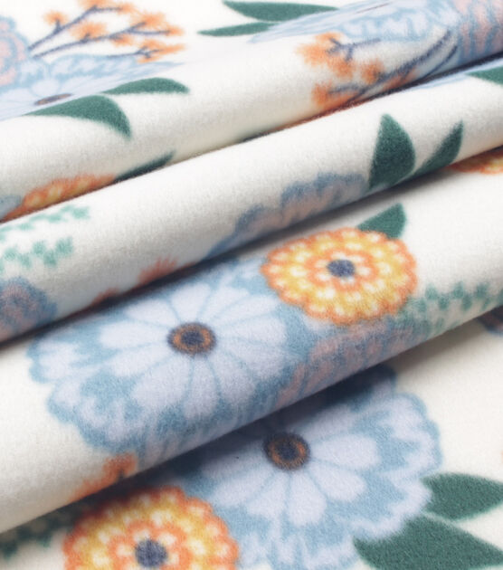 White Floral Blizzard Fleece Fabric Joann