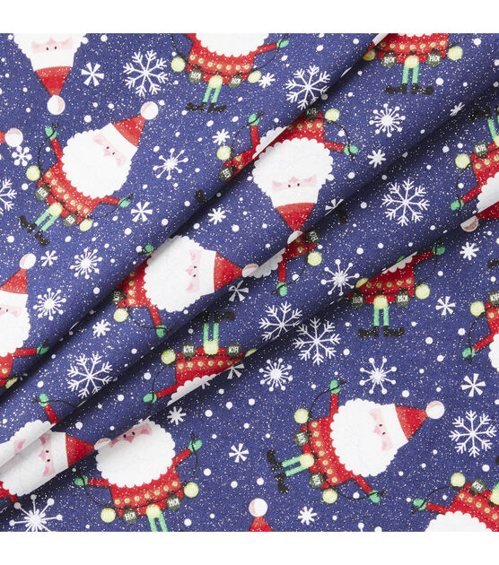 Santa With Ornaments Christmas Glitter Cotton Fabric Joann