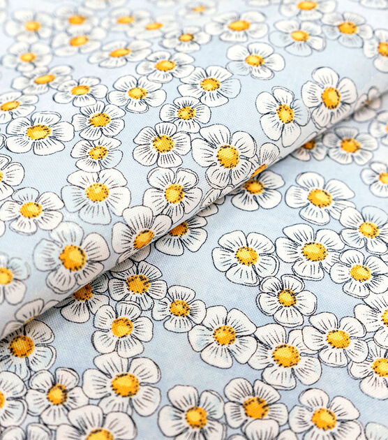 Singer White Floral On Blue Quilt Cotton Fabric Joann
