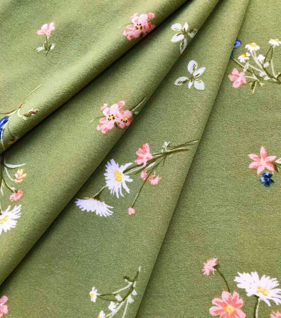 Sage Small Bouquets Double Brush Jersey Knit Fabric Joann