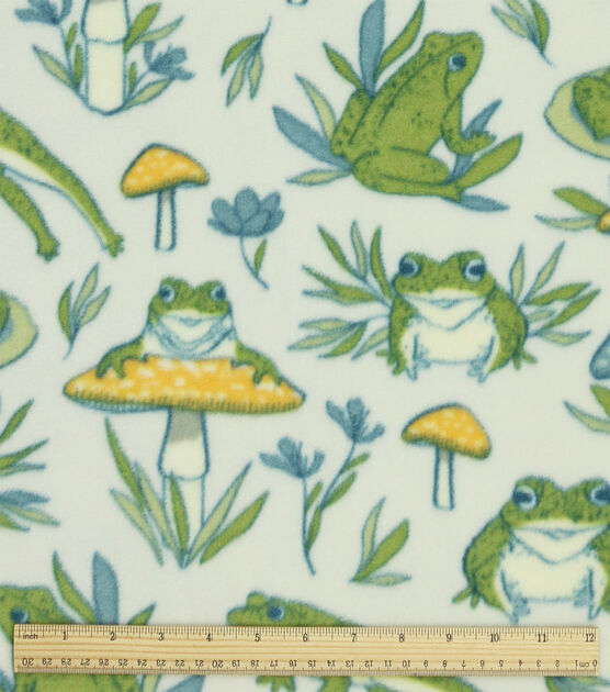 Green Frogs On Mushrooms Anti Pill Plush Fleece Fabric Joann